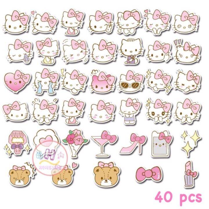 Sticker สติ๊กเกอร์ Hello Kitty H 23 คิตตี้ 40ชิ้น ซานริโอ้ Sanrio มายเม