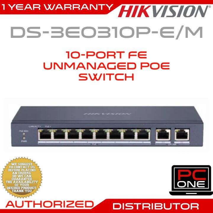 HIKVISION 10-Port FE Unmanaged PoE Switch DS-3E0310P-E/M | Lazada PH