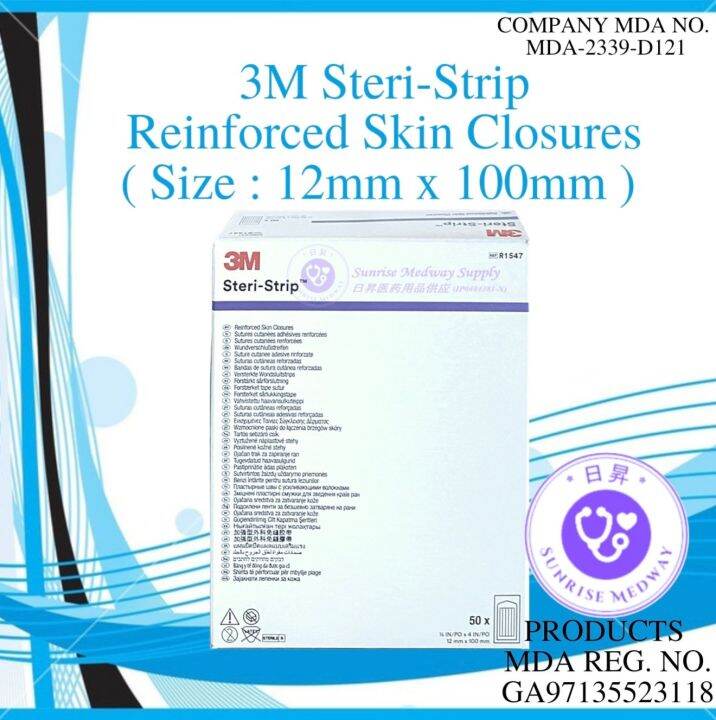 3M Steri Strip Reinforced Skin Closures, 12mm x 100mm, 50 env/box | Lazada