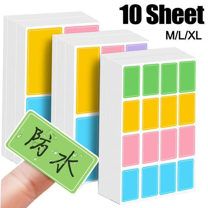 10 Sheets Sticky Writing Label Sticker Colorful Sticker Waterproof ...