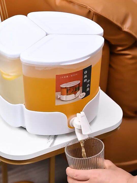 3 Compartment 5.2L Large Capacity Spinning Jug 360° Rotatable ...