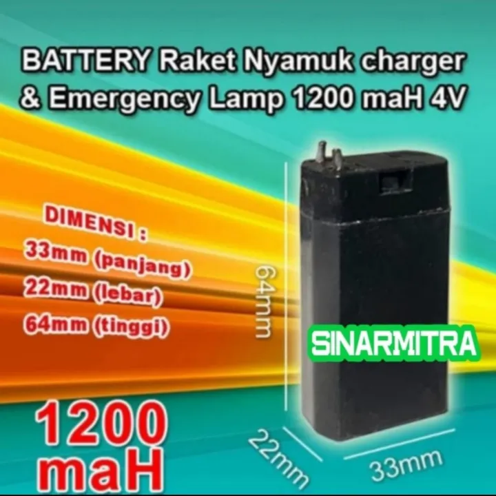 Baterai Raket Nyamuk dan Emergency Lamp 1200 mAh 4V | Lazada Indonesia