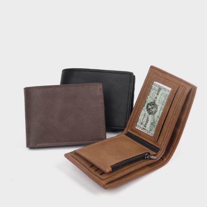 HANKE Leather Wallet Card Holder and Zipper Inside For Men Long/Short ...