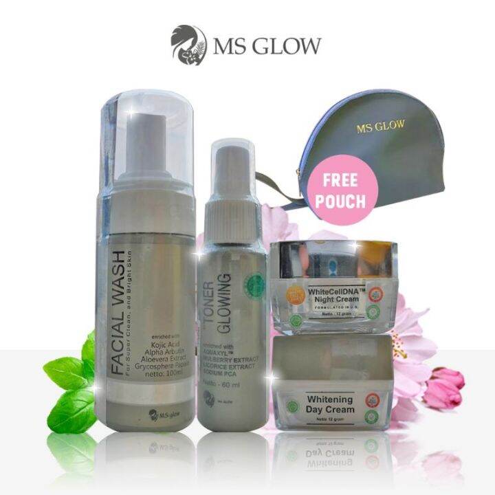 MS GLOW PAKET WAJAH ORIGINAL LENGKAP / WHITE CELL DNA / WHITENING ...