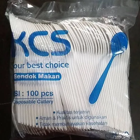 Sendok Plastik KCS isi 100 / Sendok Makan Plastik Bening KCS Putih Susu Hitam ISI 100 PCS ...
