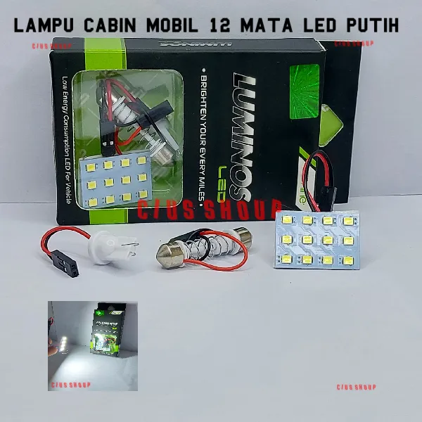 LAMPU CABIN / PLAFON MOBIL CABIN 12 MATA LED PUTIH LUMINOS SOKET T10 ...