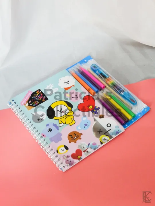 BTS bt21 8 colors scratch note and coloring set | Lazada PH