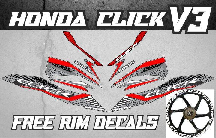Honda Click 125i v3 stock decals 2023 (custom honeycomb design ...