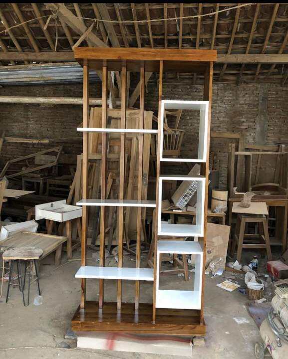 Partisi Rak Buku Minimalist Kayu Jati | Lazada Indonesia