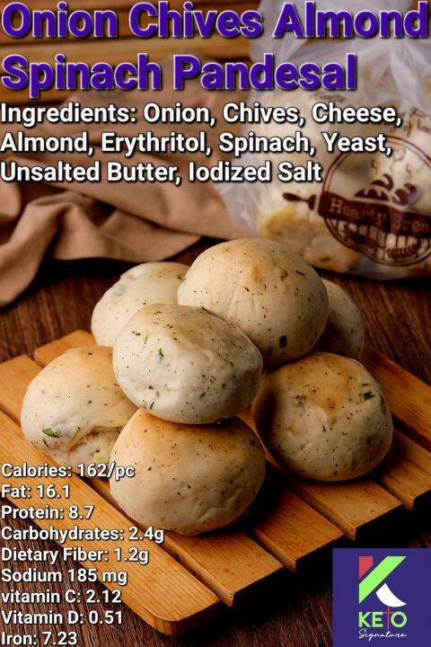 Keto Onion Chives Almond Spinach Pandesal (8pcs) | Lazada PH