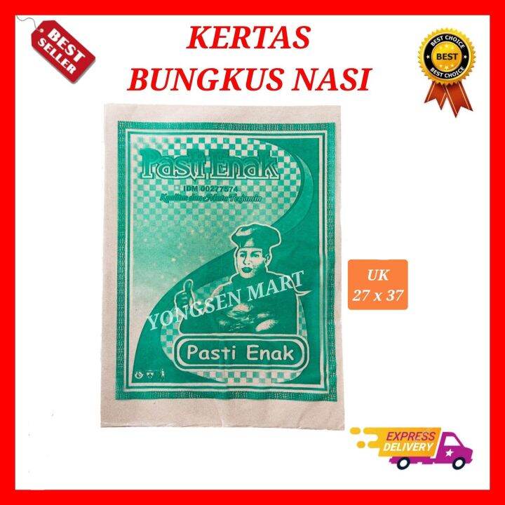 KERTAS NASI CAP PASTI ENAK/kertas pembungkus makanan/kemasan 1pk ...