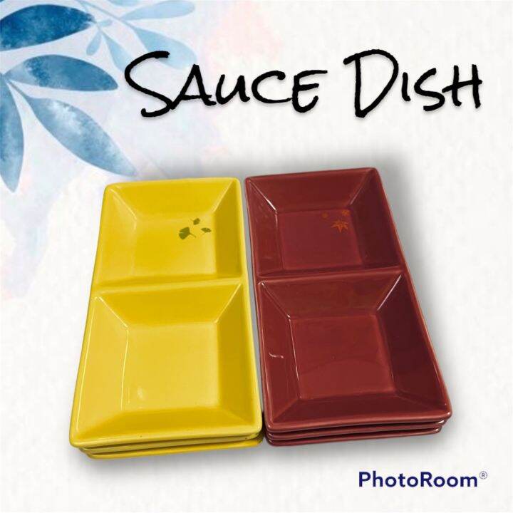 [Per Piece] Two-part Ceramic Soydish with Leaves Designs - Japan ...