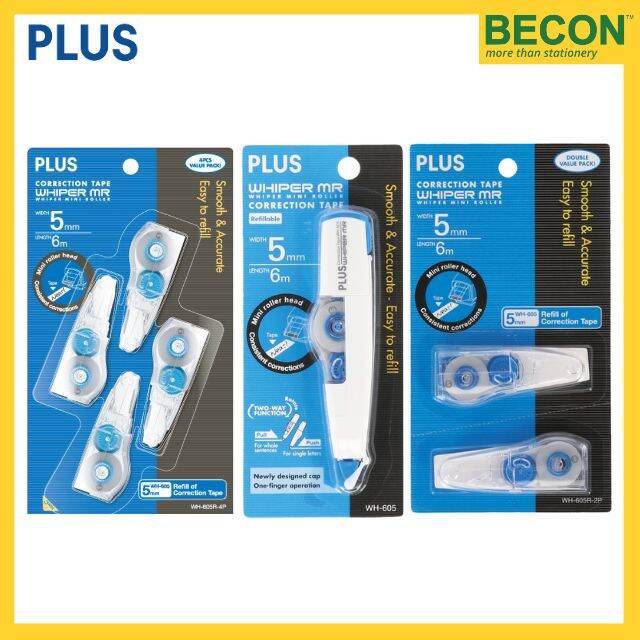 Plus Whiper MR Refillable Correction Tape 5mm x 6m WH-605N Blue | Lazada