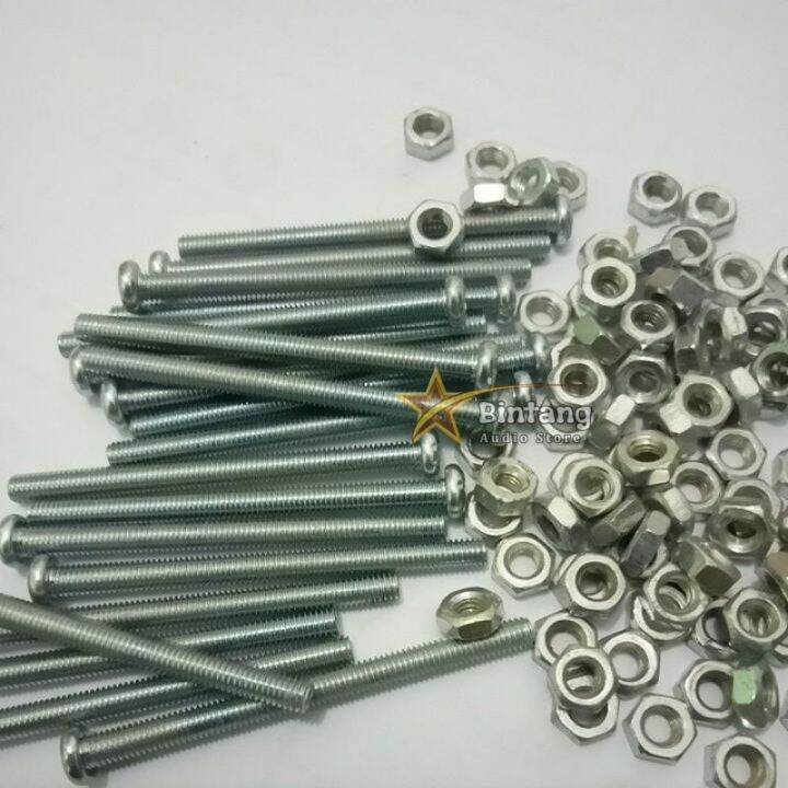 10.set Baut+mur panjang 4cm ukuran 3mm kepala obeng plus /Baut kipas dll untuk power amplifier ...
