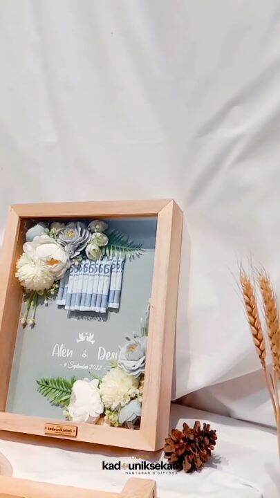 Bingkai Mahar Rustic Dried Flower Bunga Pastel 10R / Mahar Pernikahan ...