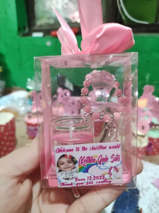 CHRISTENING SOUVENIR WITH PACIFIER AND MINNIE ROSARY(30PCS PER ORDER ...