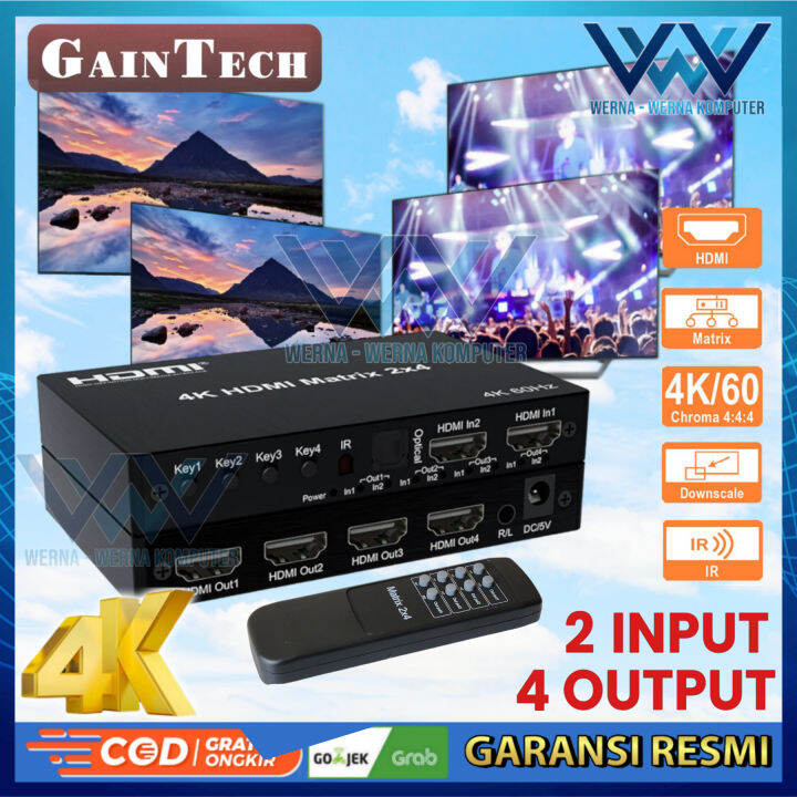 HDMI Matrix Switch Splitter 2X4 2 IN 4 OUT SUPPORT 4K60HZ GAINTECH ...