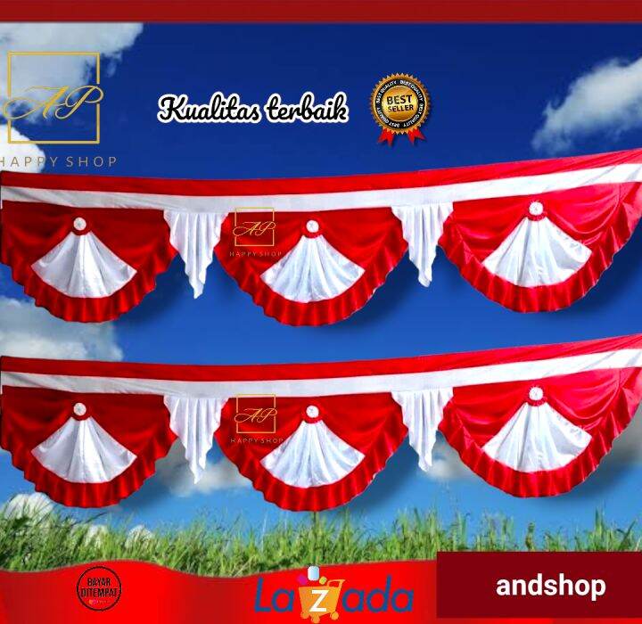 umbul umbul gelombang bendera background YKS merah kualitas terbaik | Lazada Indonesia