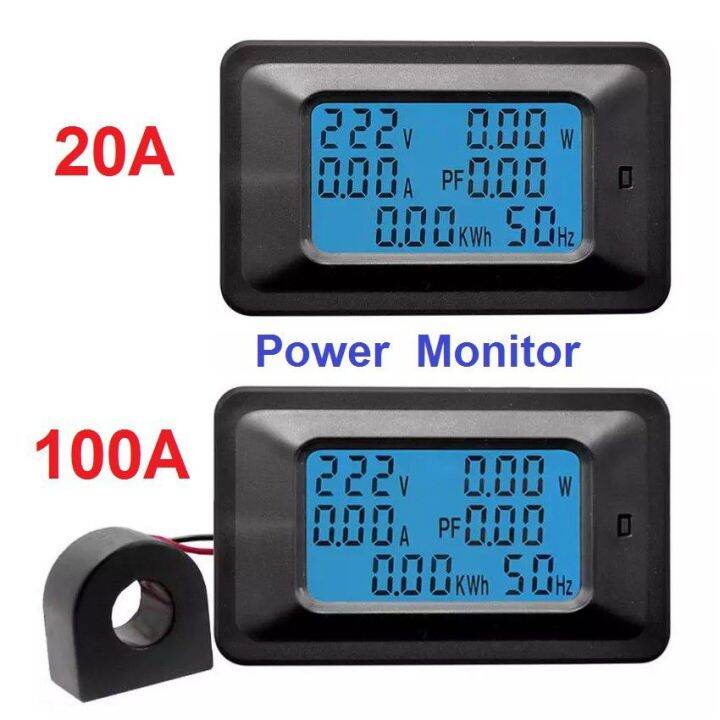 AC WATTMETER 6 in 1 AC 20A 100A LCD Digital Display Voltage KWH Meter ...