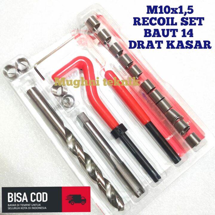 M10x1,5 RECOIL SET ALAT PERBAIKAN DRAT RUSAK SLEK DOL BUAT BAUT 14 DRAT ...