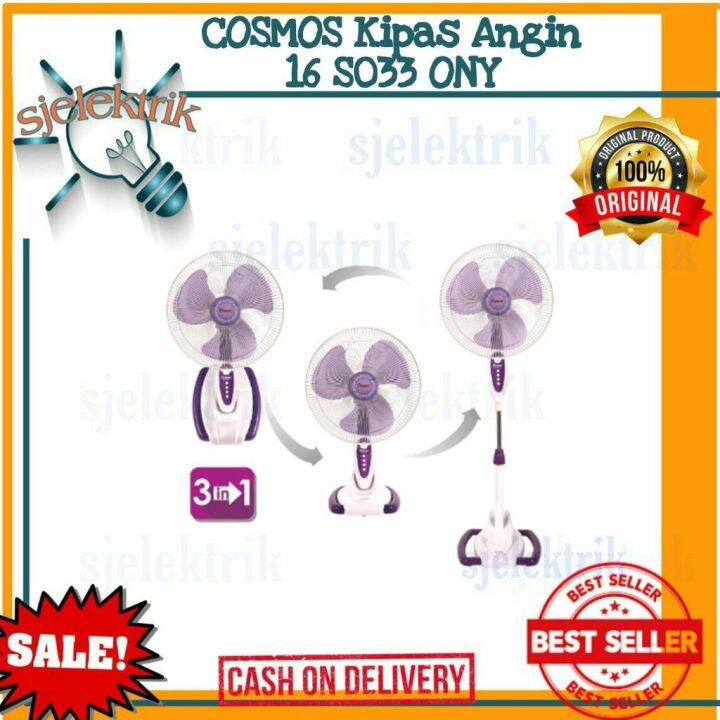 Cosmos 16 S033 ONY Fan/ Kipas Angin 3 in 1 Wall, Desk, Stand Fan | Lazada Indonesia
