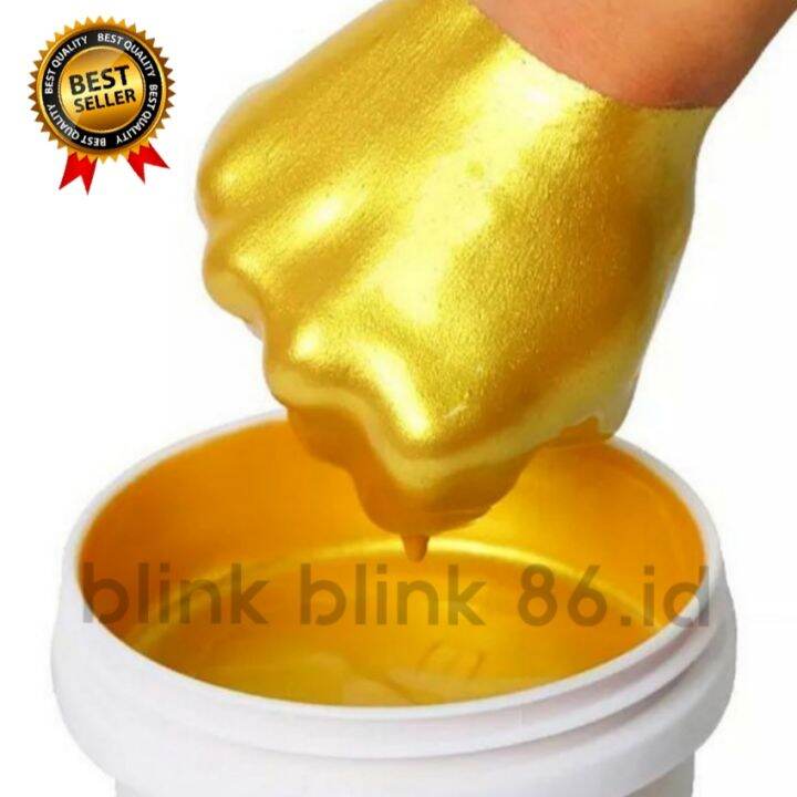 CAT METALLIC GOLD Warna Emas Solid Cat Tembok Kayu Besi dll Campuran air Waterbase 100ml ...