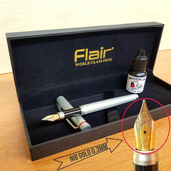 Original.. Flair World Class Pen F1S | Fountain Pen Flair Silver Nib 0 ...