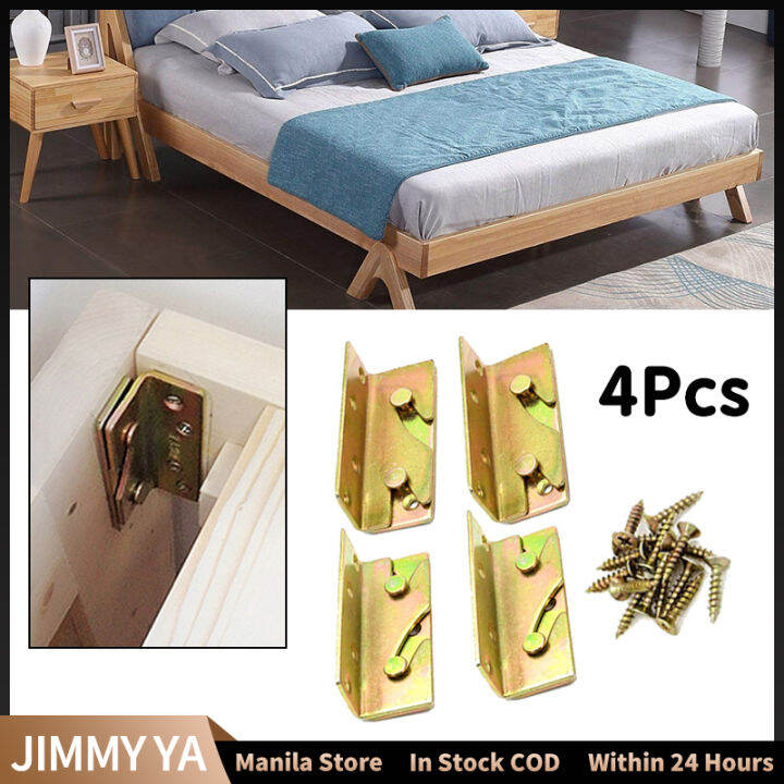 4Pcs/set Bed Connect Brackets Hidden Bed Hinge Bed Fixing Connector ...