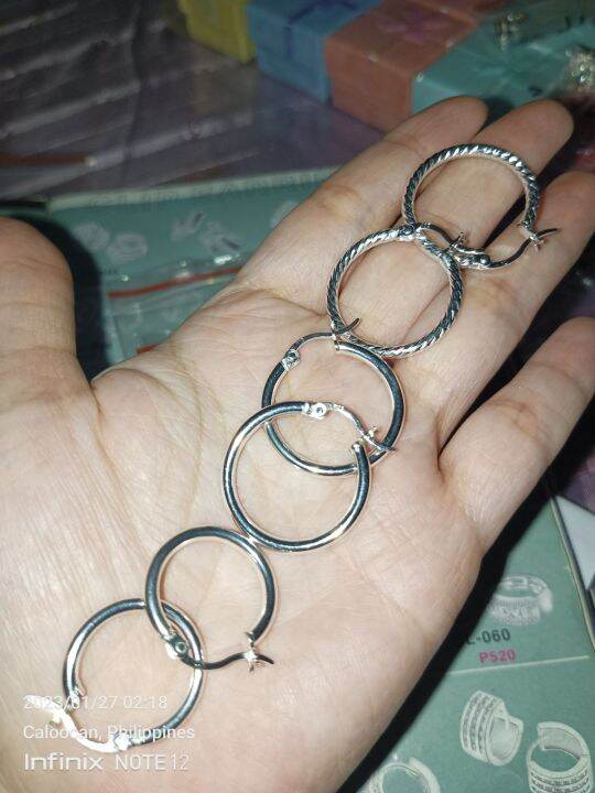 legit silver loop hoop earrings | Lazada PH