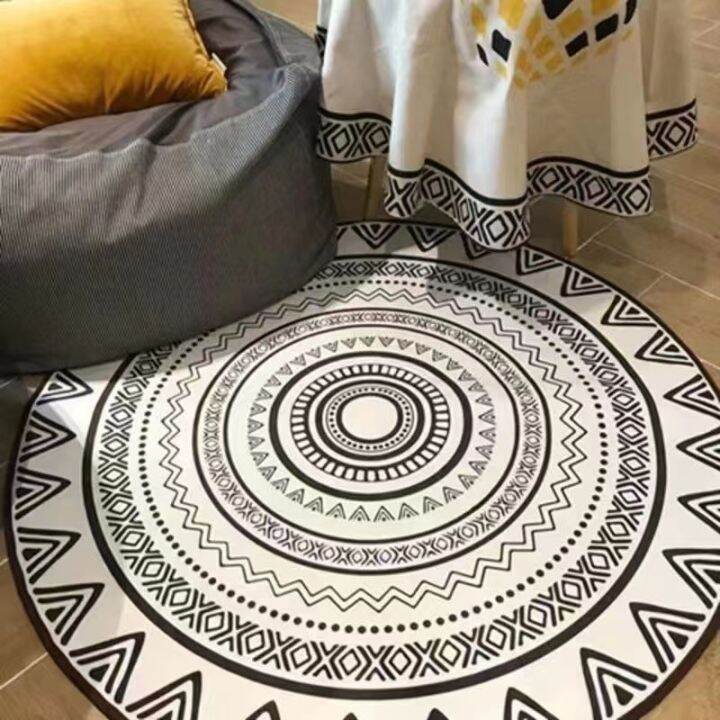 TopPiilow Round Rug Bedroom Geometric Design Carpet Crystal Velvet 80 ...