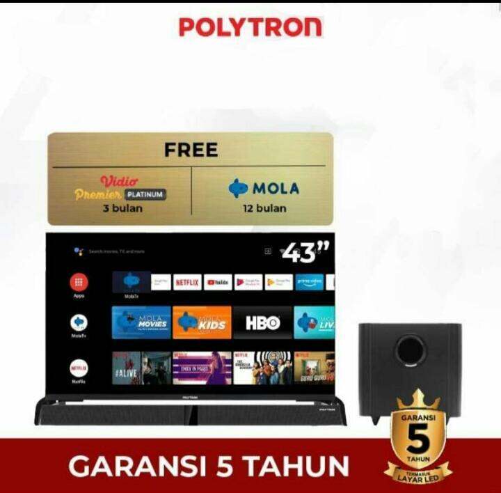 POLYTRON LED TV Android TV 43 Inch Full HD - PLD-43BAG9953 + Soundbar | Lazada Indonesia