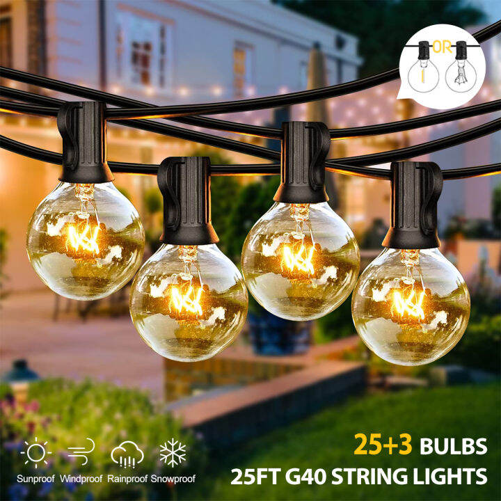 G40 LED Outdoor String Lights , Connectable Globe Patio Lights Hanging ...