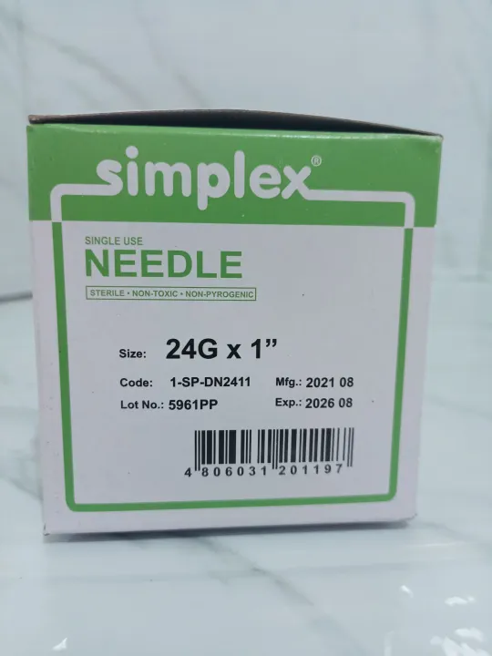 SIMPLEX NEEDLE SIZE: 24G x 1" (100pcs/box) | Lazada PH