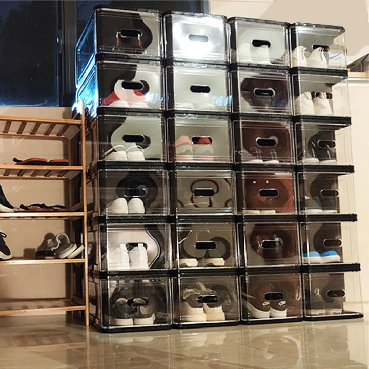AJ Shoe Box Sneakers Storage Box Artifact Transparent Plastic High-Top ...