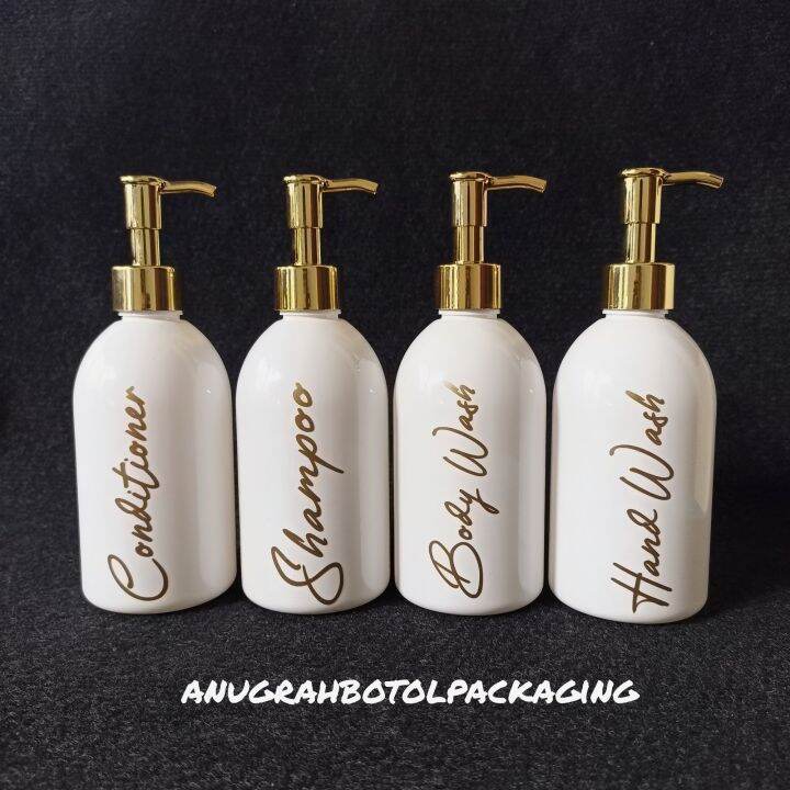 Botol Refill Aesthetic 250 ml oval putih GOLD NEW luxury | Lazada Indonesia