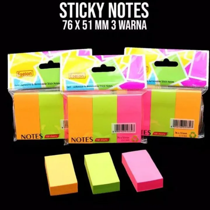 Sticky Note / Memo Tempel 3 Warna 76x51mm | Lazada Indonesia