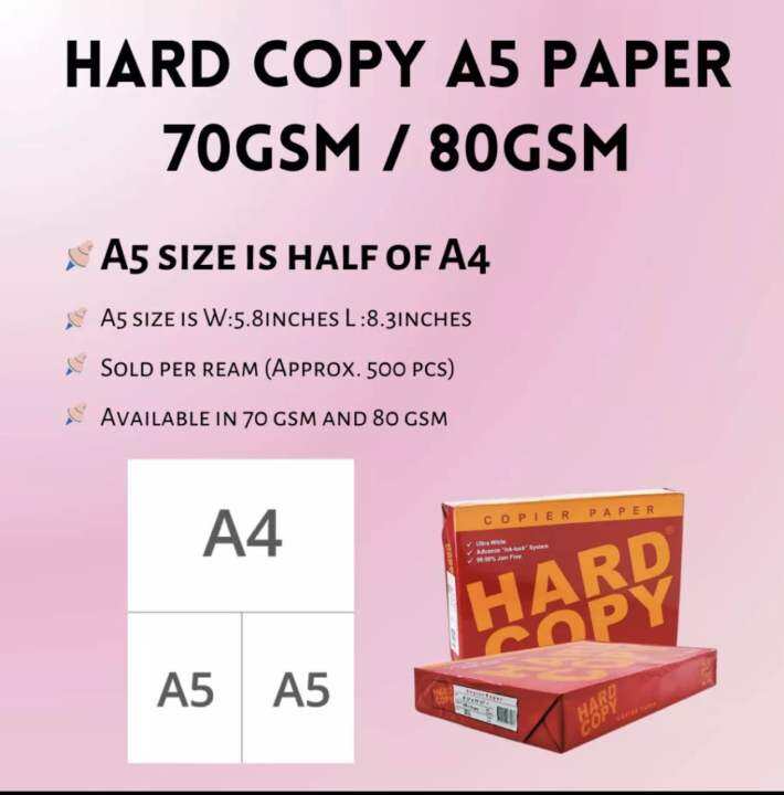 A5 Hard Copy || A5 SIZE ONLY(5.875x8.25 inches) Bond Paper 70gsm/80gsm ...
