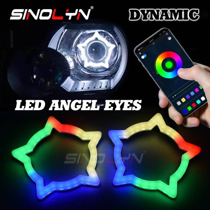 Sinolyn ไฟวงแหวน Pentagram ไฟเลี้ยวไดนามิก LED RGB บลูทูธ รูปดาวห้าแฉก ...