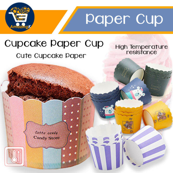 AMK 50PCS Disposable Cupcake Paper Cup Baking Muffin Oil-Proof Mini ...