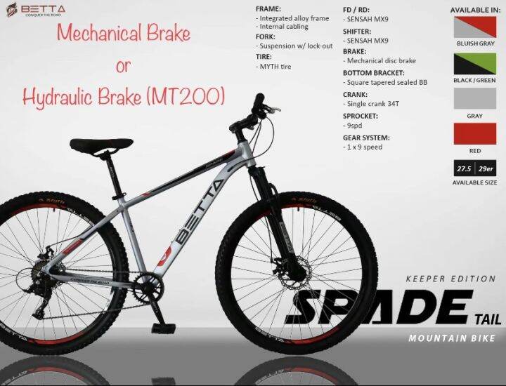 Betta Spade Tail Mountain Bike Aluminum Alloy MTB 27.5 and 29 Tire Size ...