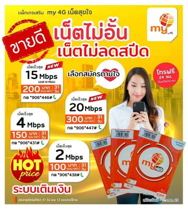 (My.01) ซิมมาย เบอร์สวย My สมัครเล่นเน็ตไม่อั้น เดือนละ 100 บาท ระบบ ...