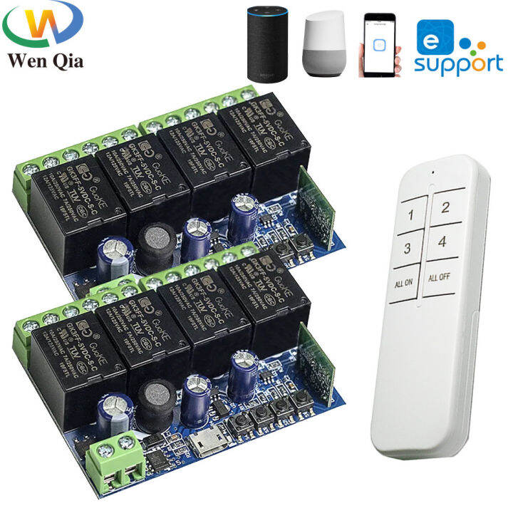 WenQia EWelink WiFi Switch 4 Channel Relay DC 7V 12V 24V 48V Wireless ...