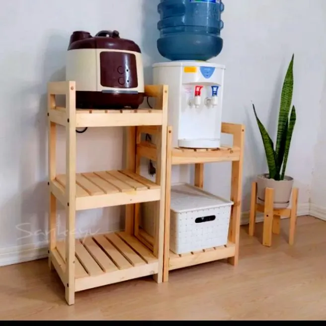 rak dispenser air galon dan mejikom dari kayu rak serbaguna | Lazada ...