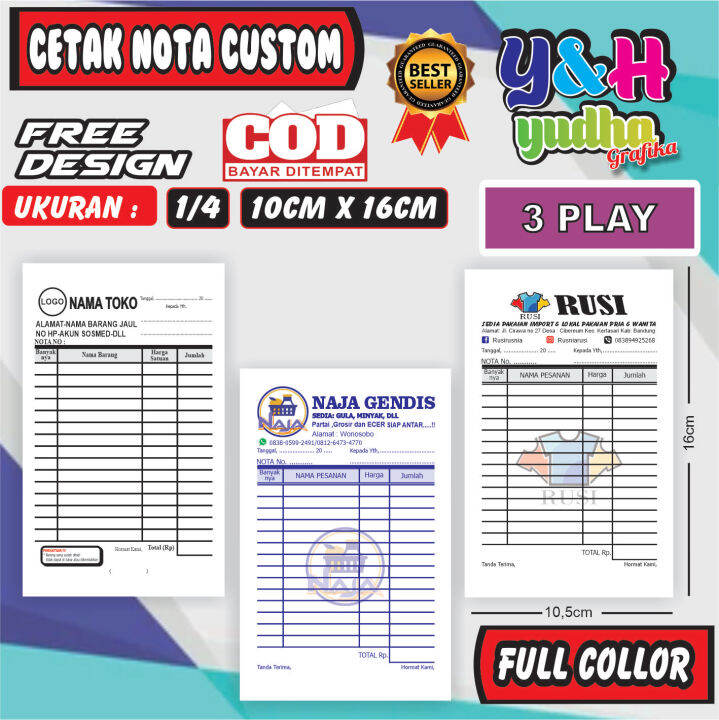 NOTA COSTUME/NOTA NAMA TOKO SENDIRI ( MIN 4 BUKU )/NOTA 3 PLAY/NOTA ...