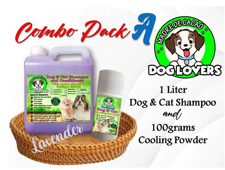 COMBO PACK (A) 1 LITER DOG & CAT SHAMPOO and COOLING POWDER (100g ...