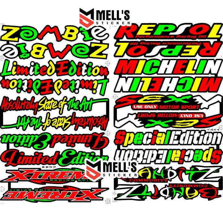 stiker sticker tulisan mendatar 50 sticker motor mobil helm kaca 50 ...