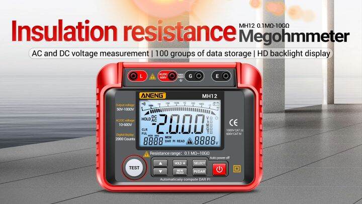 ANENG MH12 เครื่องวัดความต้านทานฉนวนดิจิตอล Megohmmeter เครื่องทดสอบ ...