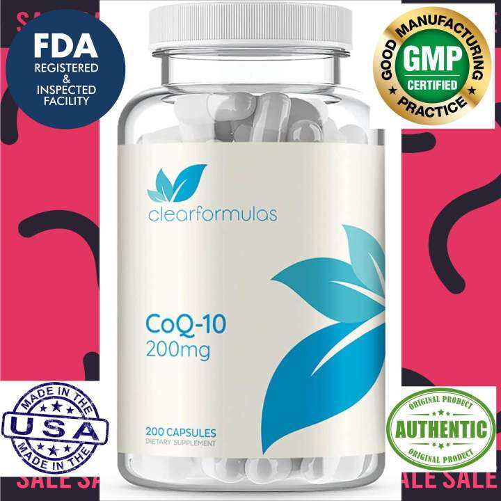 Clear Formulas CoQ10 200mg 200 Capsules Quick Absorption Non-GMO ...