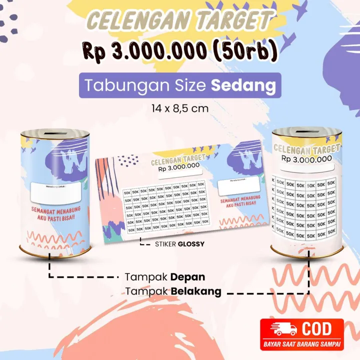 {3jt 50K} CELENGAN TARGET/celengan viral/celengan challenge/nabung kui ...