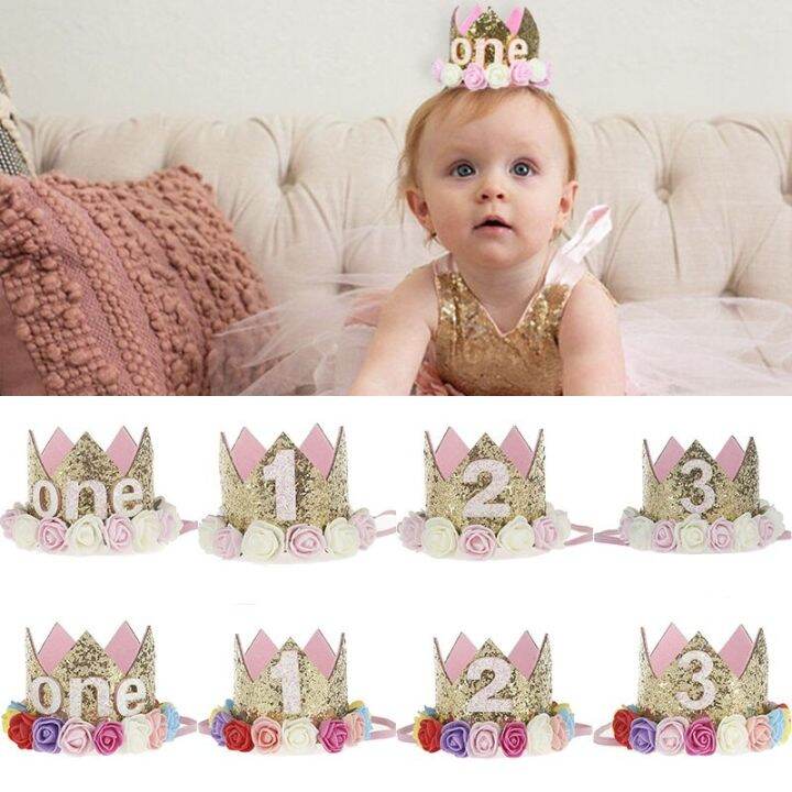 Baby Birthday Party Hat Princess Crown Headband 1 Year Birthday ...